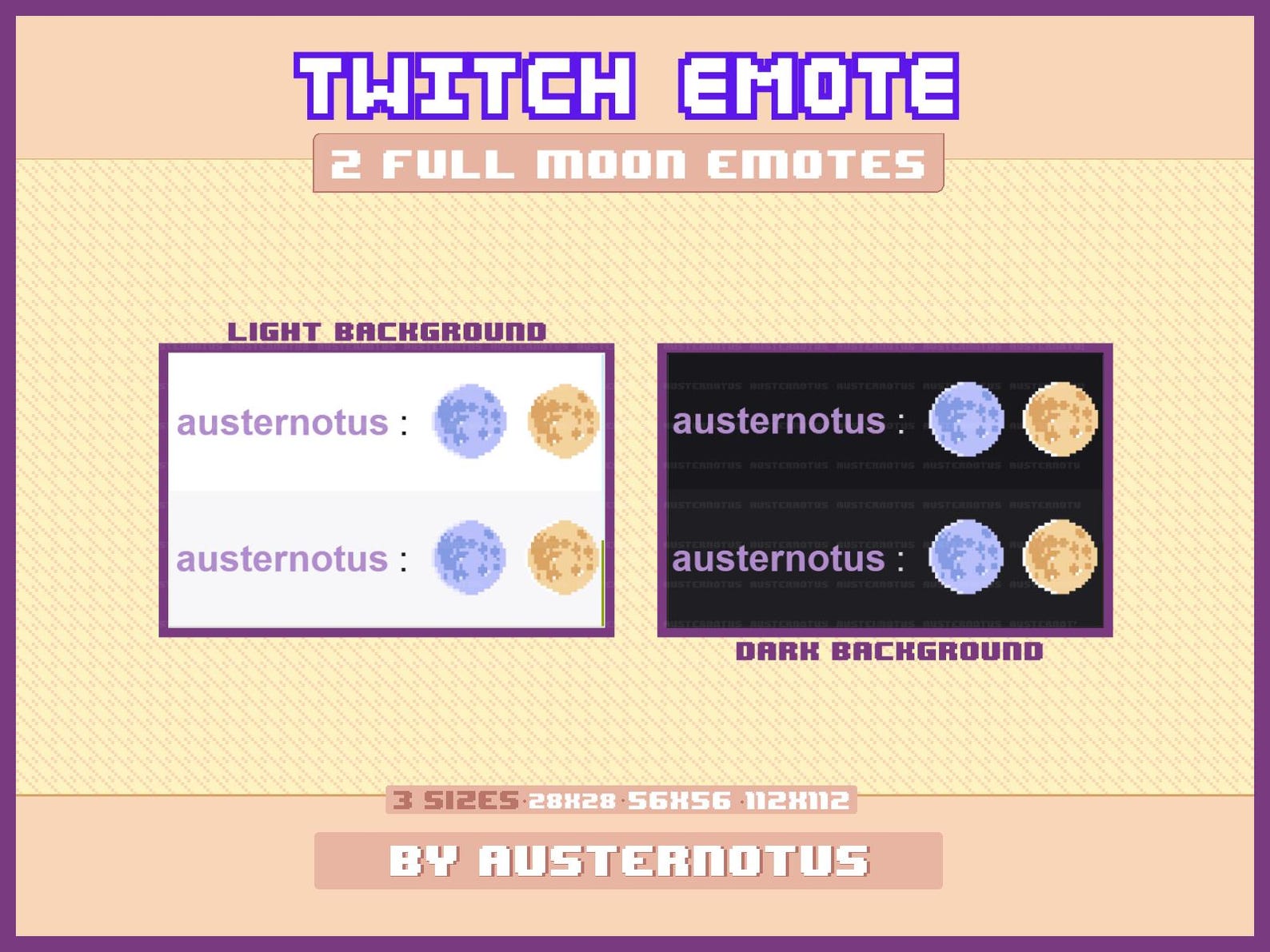 Full Moon Twitch Emotes | 3 Sizes | Ready to Use | Gaming, Streaming ...