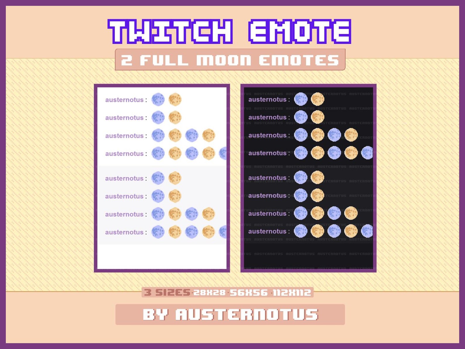 Full Moon Twitch Emotes | 3 Sizes | Ready to Use | Gaming, Streaming ...