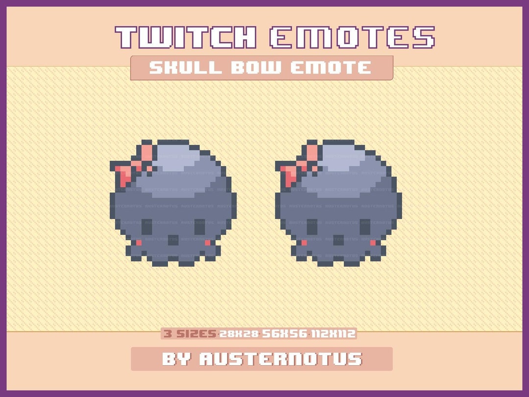 Skull Bow Twitch Emote | Cute Pixel Art | Custom Twitch Graphics ...