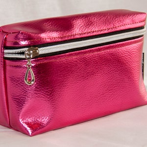 Handmade Shiny Metallic Hot Pink Cosmetics Bag With Silver Zip - Etsy