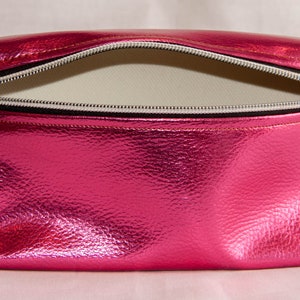 Handmade Shiny Metallic Hot Pink Cosmetics Bag With Silver Zip - Etsy