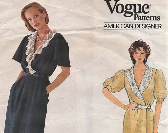 Vogue 1135 RALPH LAUREN Straight Wrap Dress Size 12 Bust 34 © 1983 - Etsy