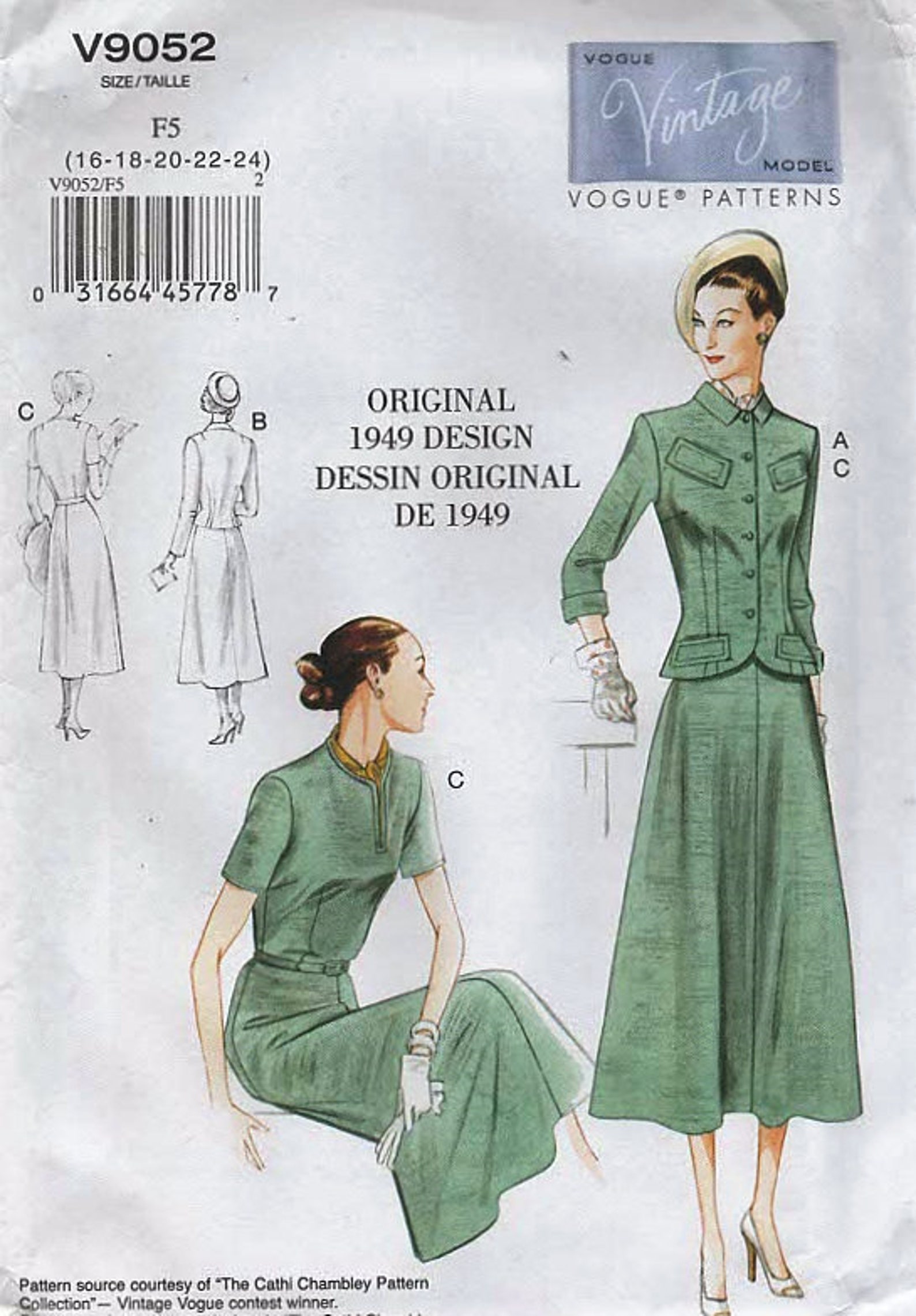 Vogue 9052 Vintage Re-issue 1949 DRESS With JACKET Size | Etsy