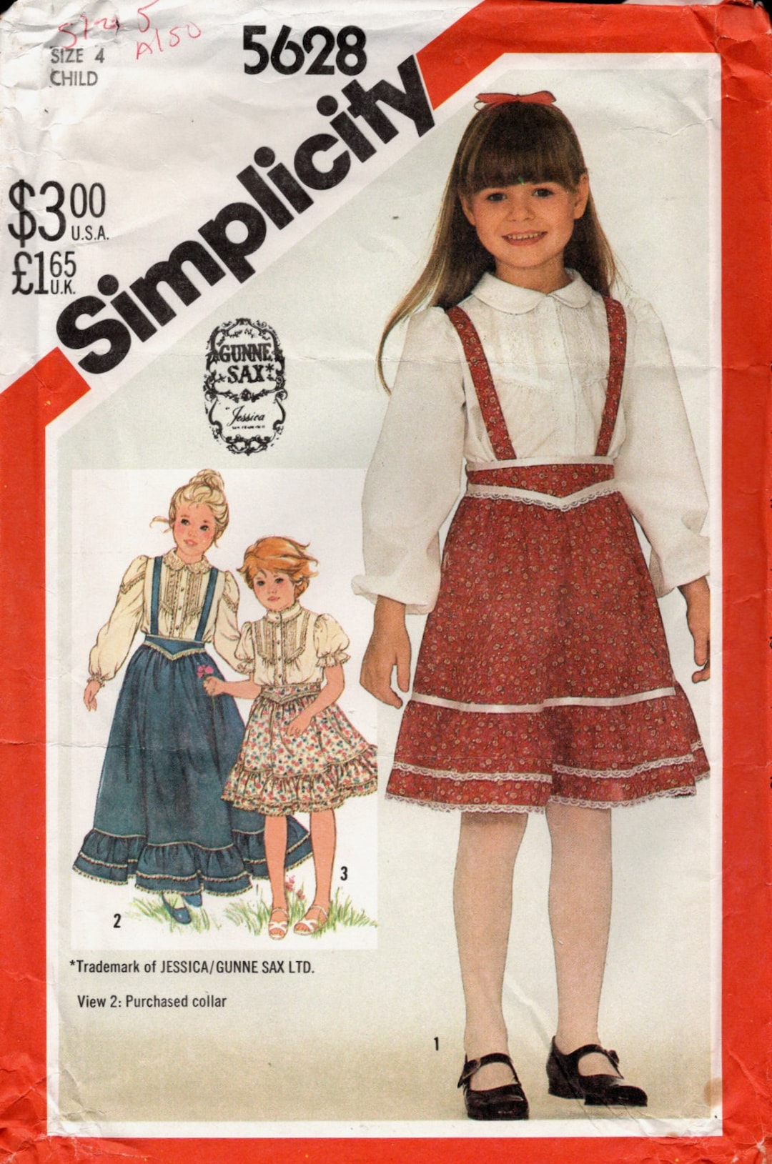 Simplicity 5628 UNCUT GUNNE SAX Girl Size 4 Blouse & Skirt Ca. 1982 - Etsy