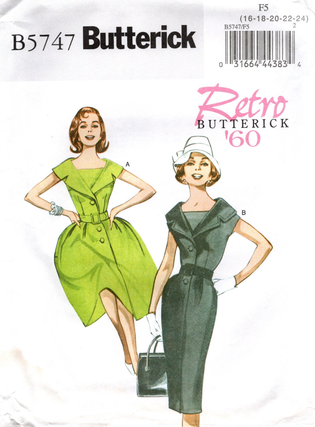 Butterick 5747 RETRO 60s Dresses SIZE CHOICE ©2012 - Etsy