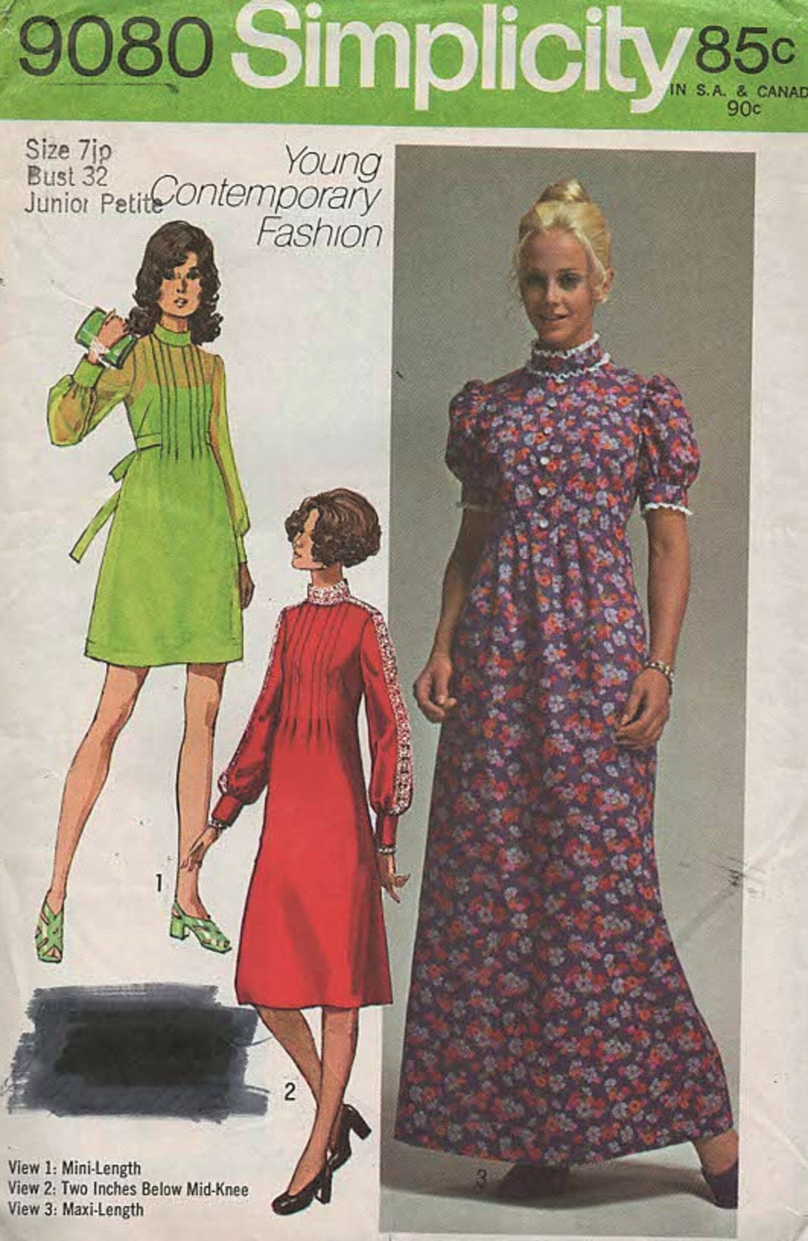 Simplicity 9080 YOUNG CONTEMPORARY FASHION Size 7JP Circa 1970 - Etsy