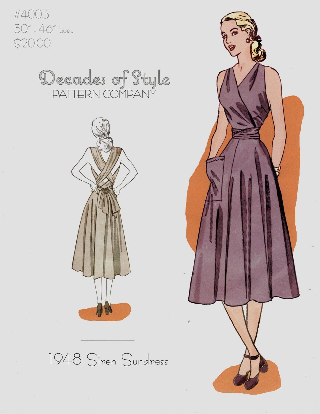 DECADES OF STYLE 1948 Siren Sundress 4003 - Etsy