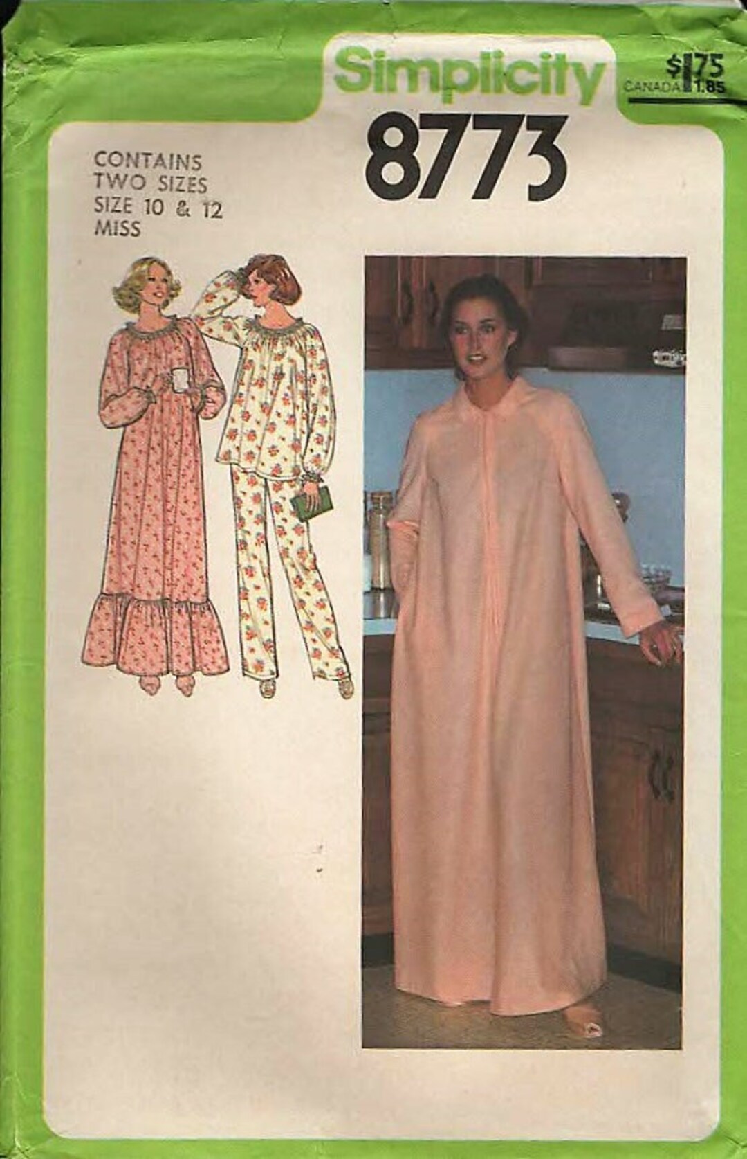 Simplicity 8773 NIGHTGOWN PAJAMAS & ROBE Size 10 and 12 Uncut Pattern ...