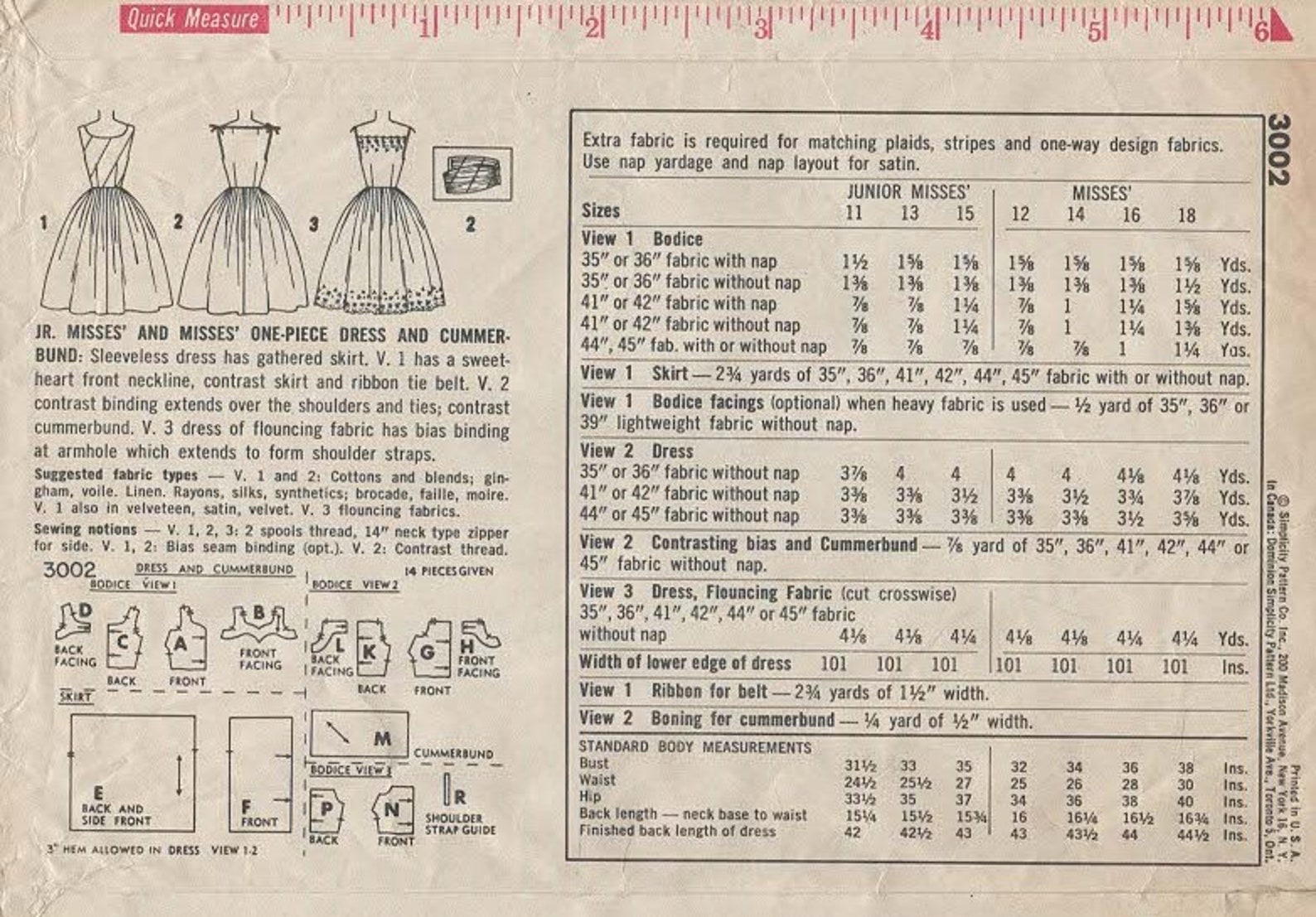 Simplicity 3002 Summer Party Dresses Size 13 Bust 33 ©1959 - Etsy