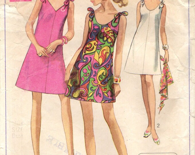 Simplicity 7671 Mini A-line Dress With Tie Shoulders Circa - Etsy