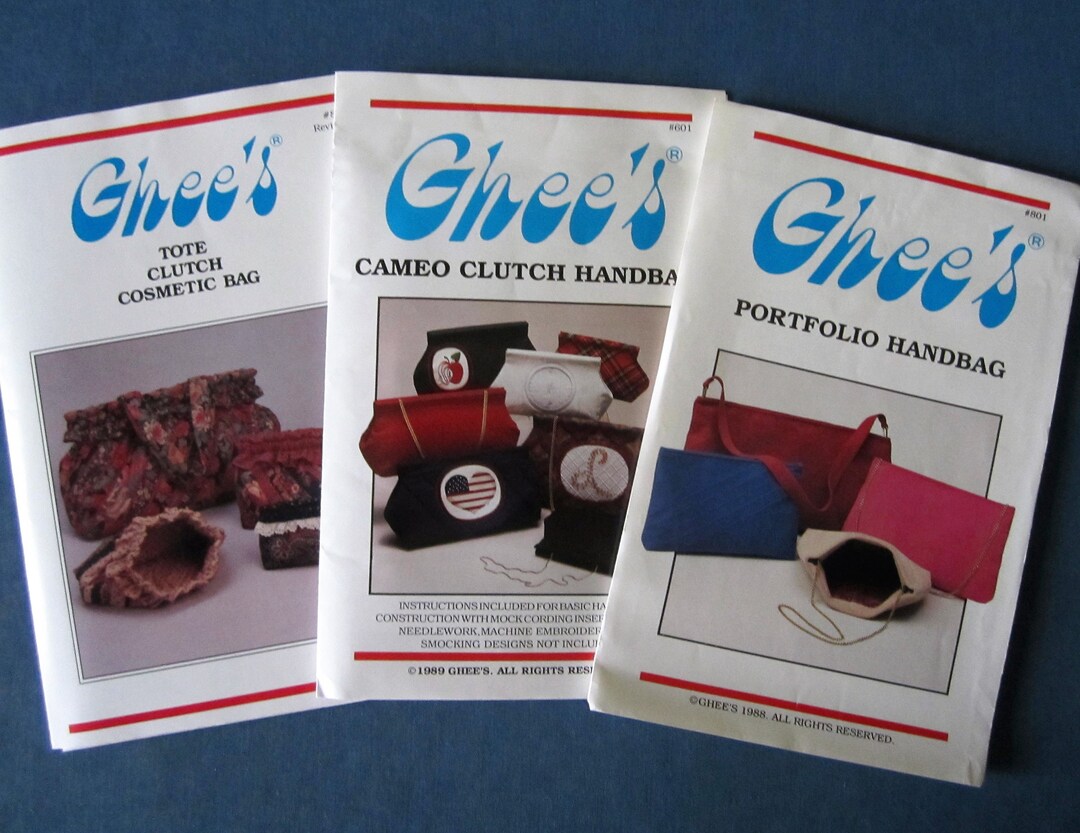 3 Ghee's PURSE BAG TOTE Clutch Patterns - Etsy
