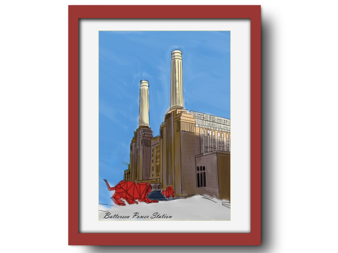 Battersea Power Station Travel Poster UK Travel Print London Poster ...