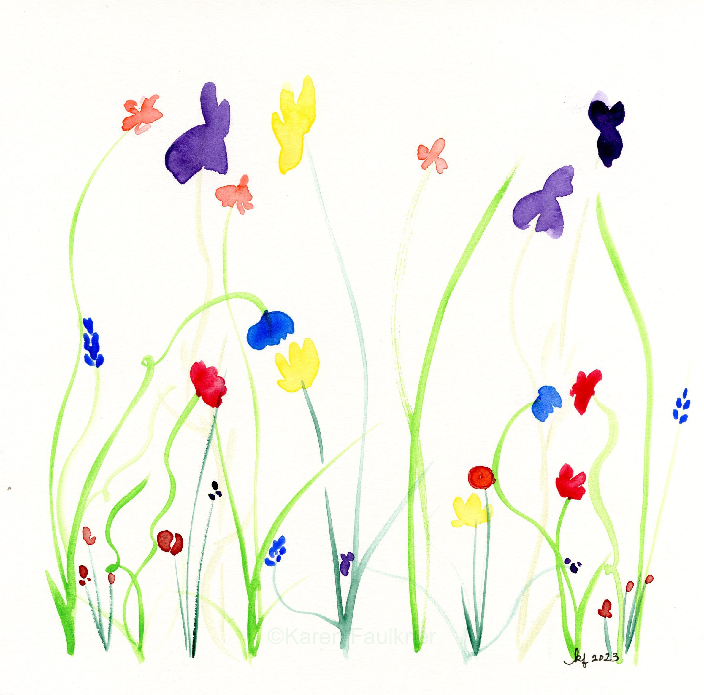 Original Watercolor Flower Painting, frolic - Etsy