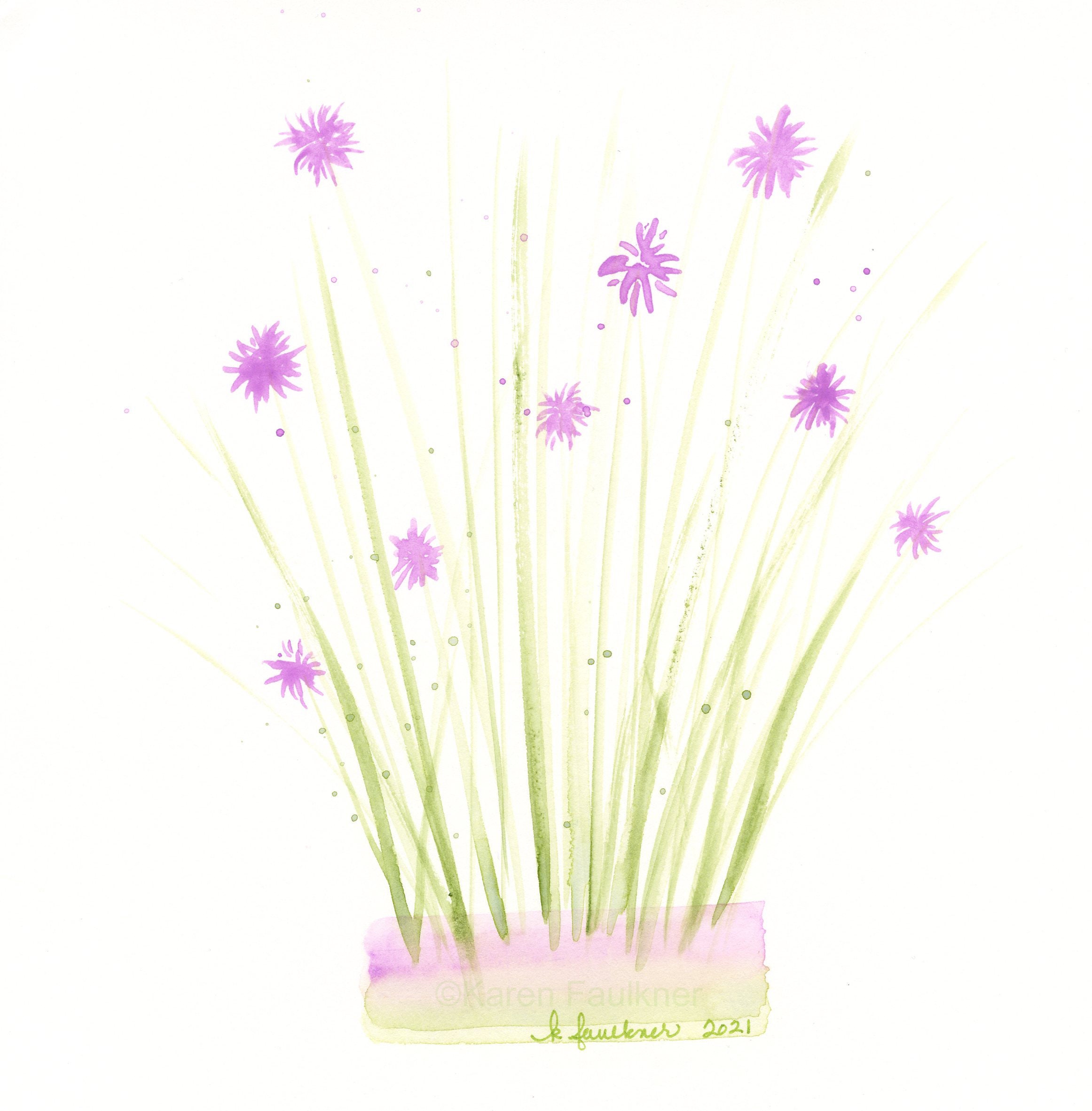 Original Watercolor Painting, "chive Blossoms" - Etsy