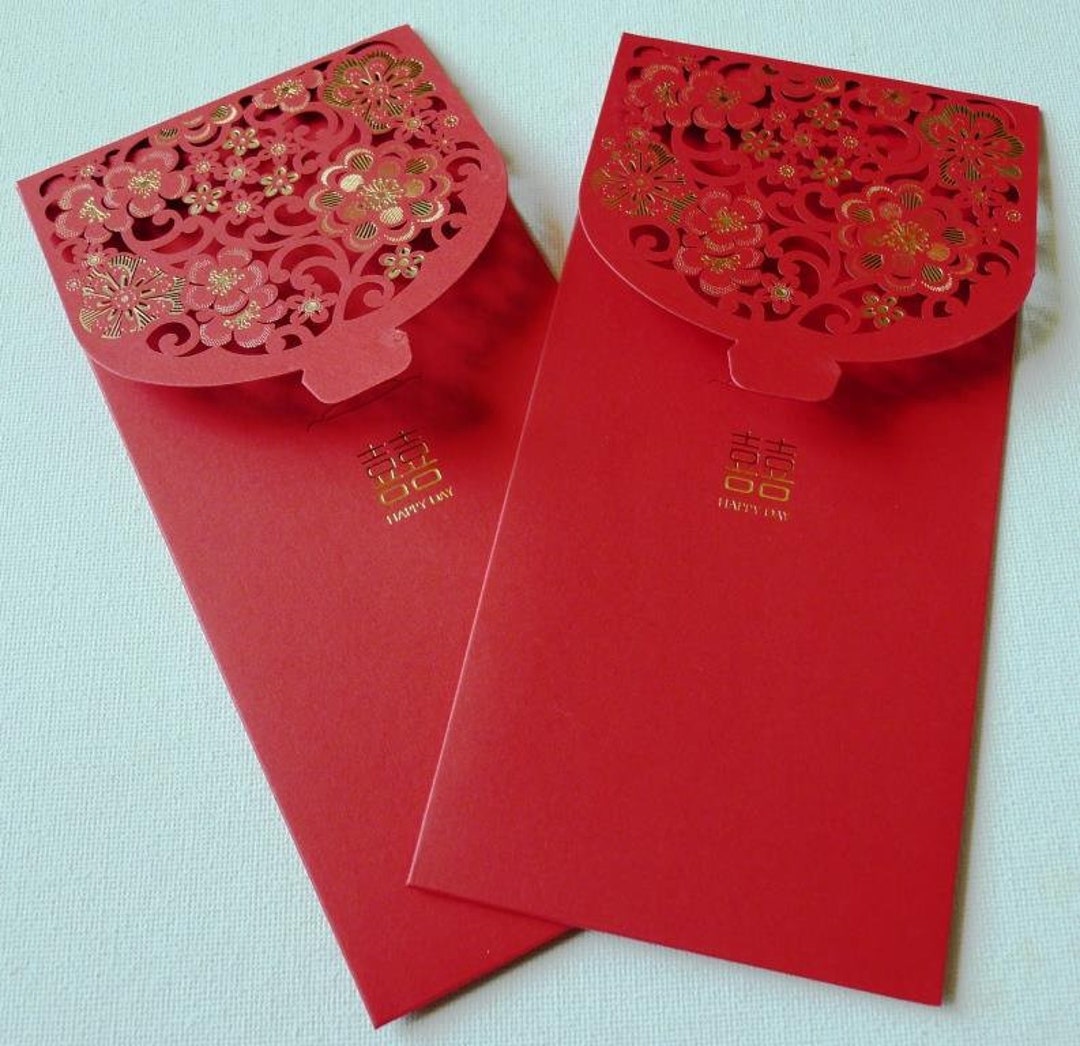 Double Happiness - Exquisite Die-cut Design Red Packet Cash Envelope (2 ...