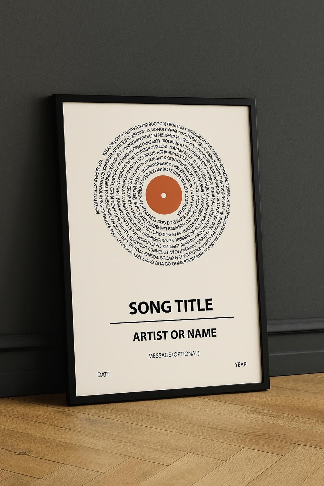 Custom Song Lyrics Poster • Spiral Text Design • Personalized Vinyl Art ...