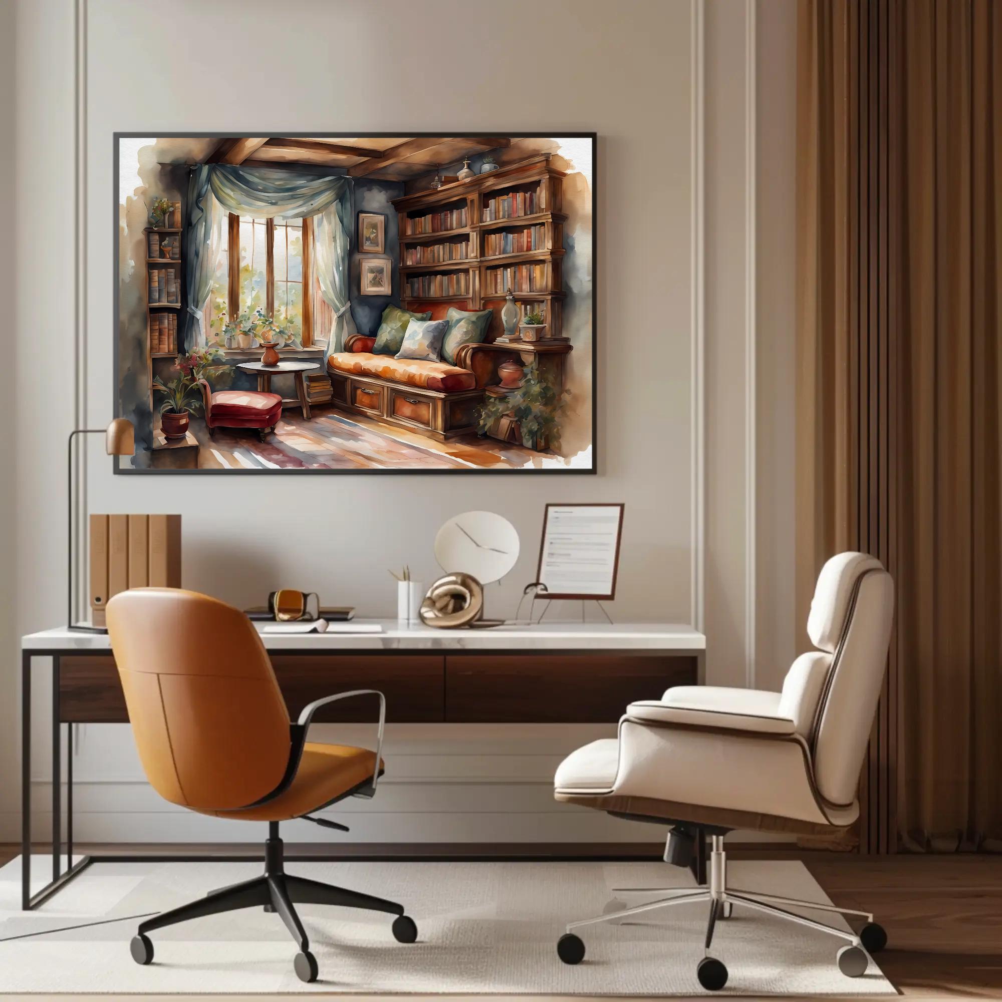 Cozy Reading Nook Watercolor Painting, Watercolor Print, Book Art ...