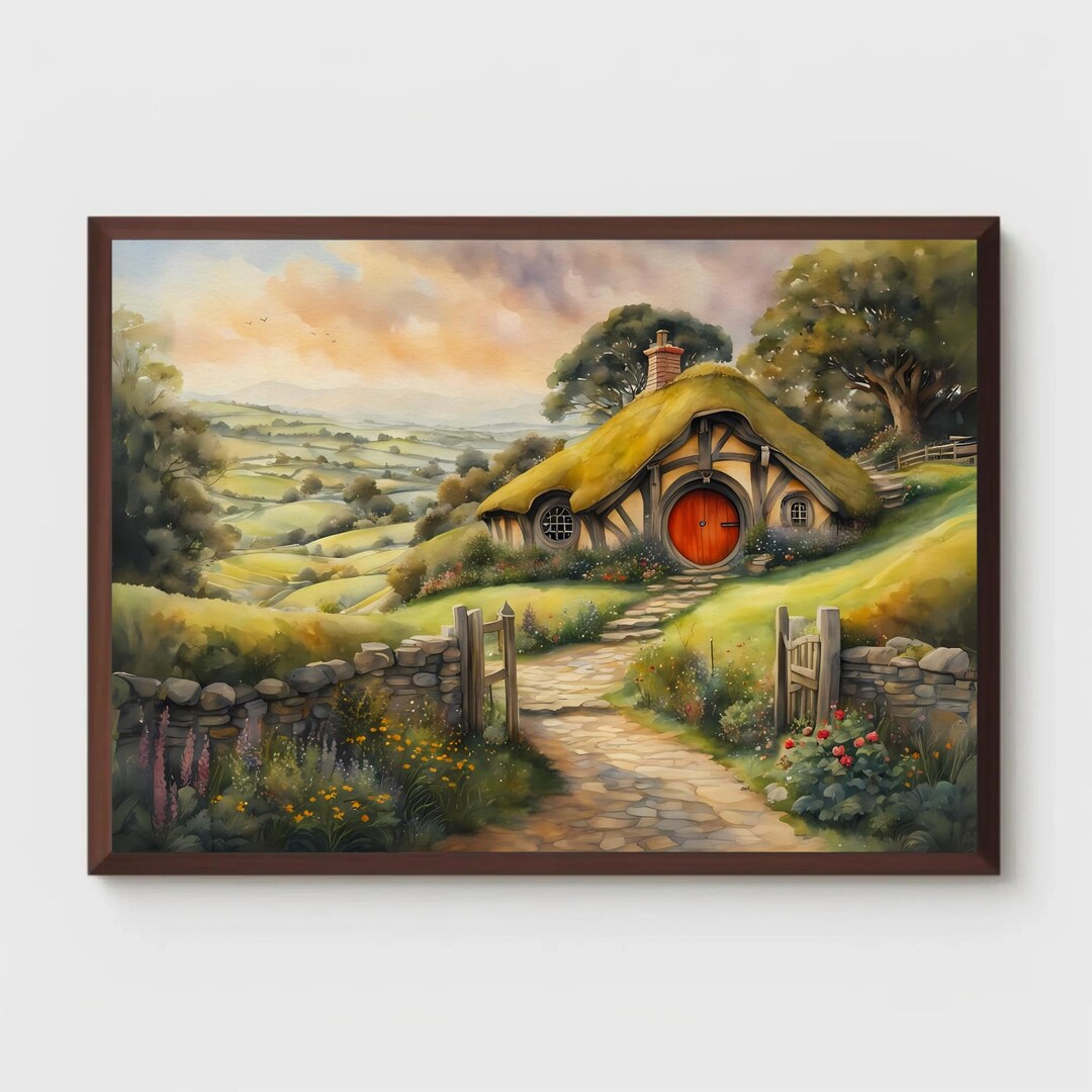 Hobbit House Watercolor Painting, the Shire, Hobbit Hole Art, Bag End ...