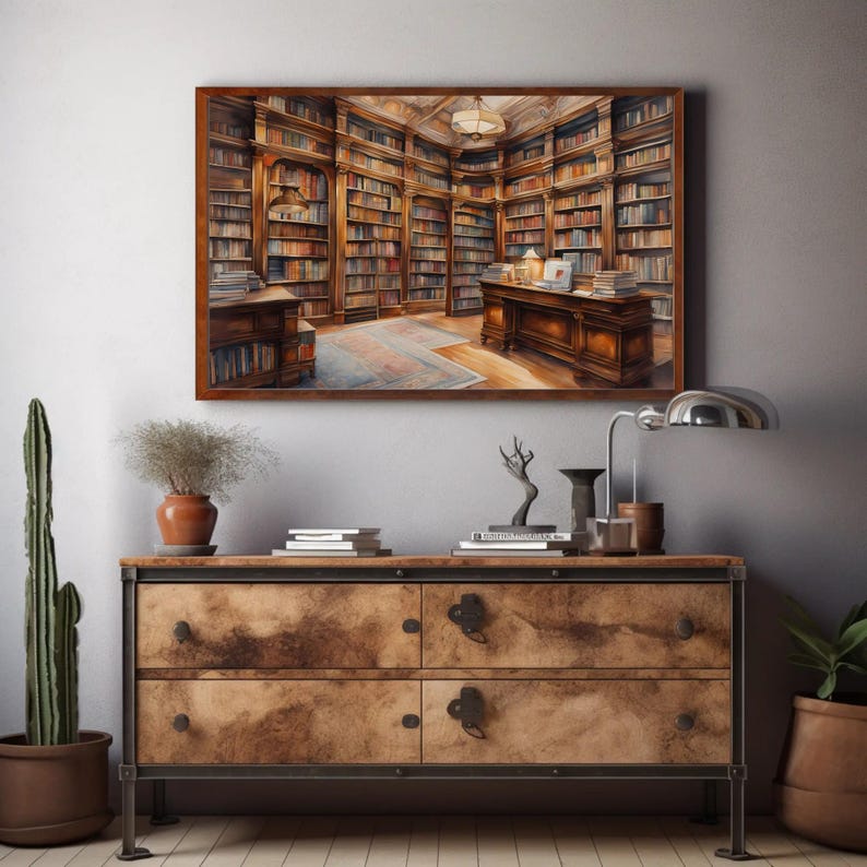Library Watercolor Painting, Watercolor Print, Book Art, Bookstore Wall ...