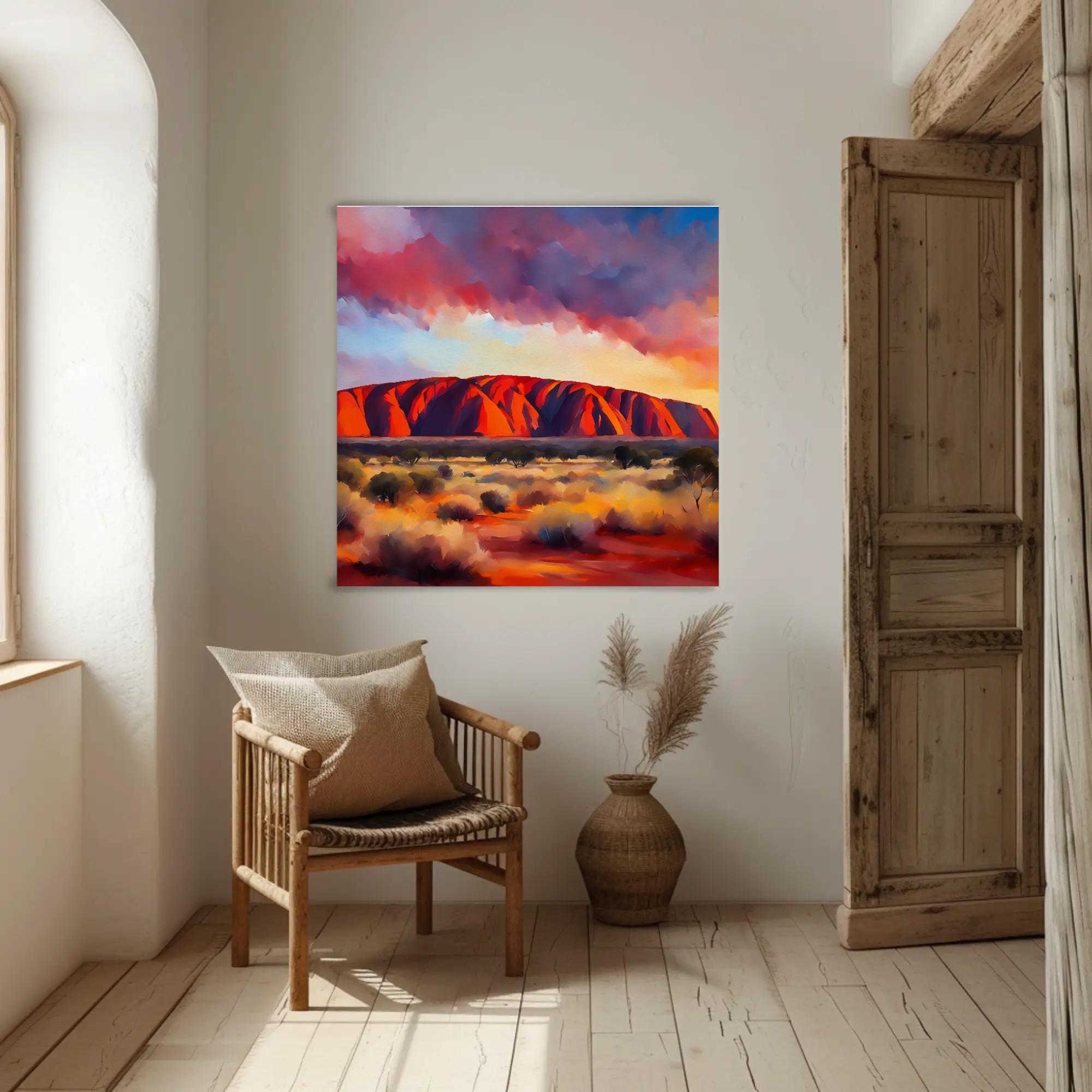 Uluru Australia During Sunset Watercolor Painting, Ayers Rock Art ...