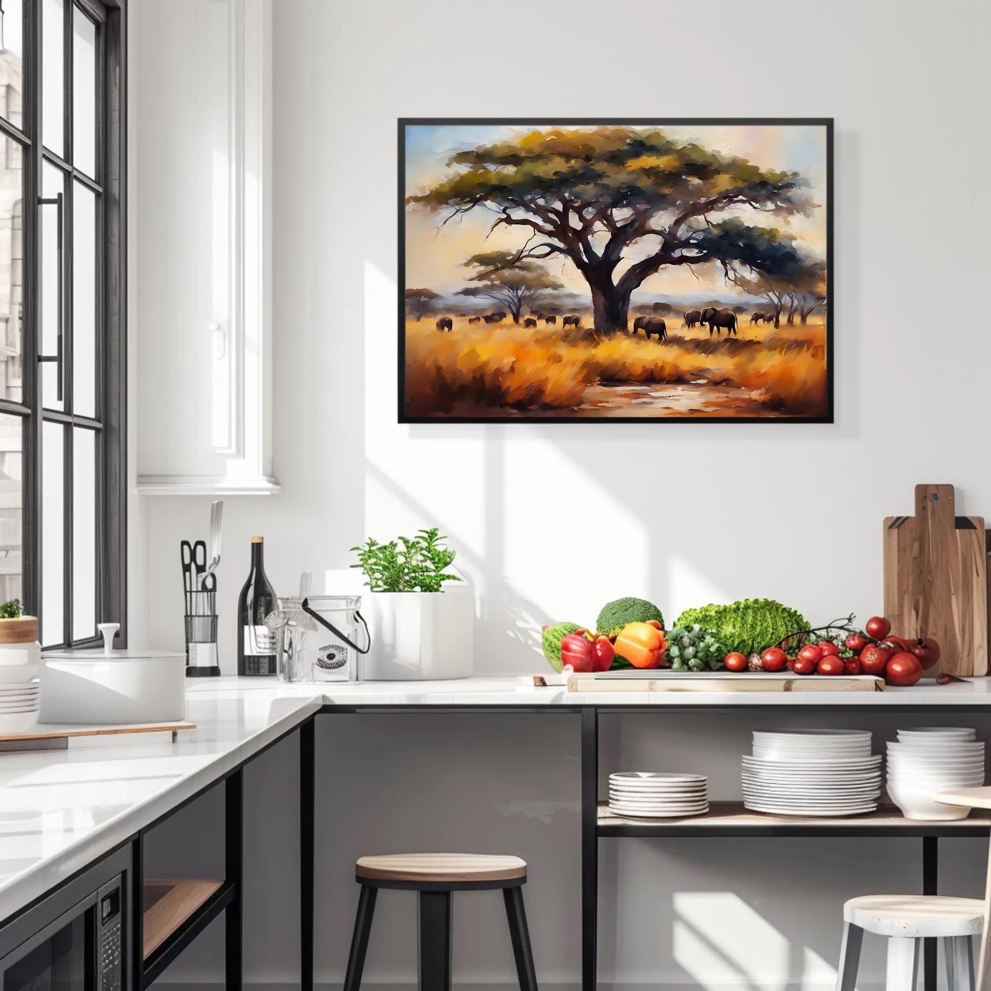 Serengeti National Park Watercolor Painting, African Art, African ...