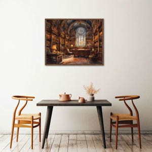 Fantasy Library Watercolor Painting, Watercolor Print, Book Art ...