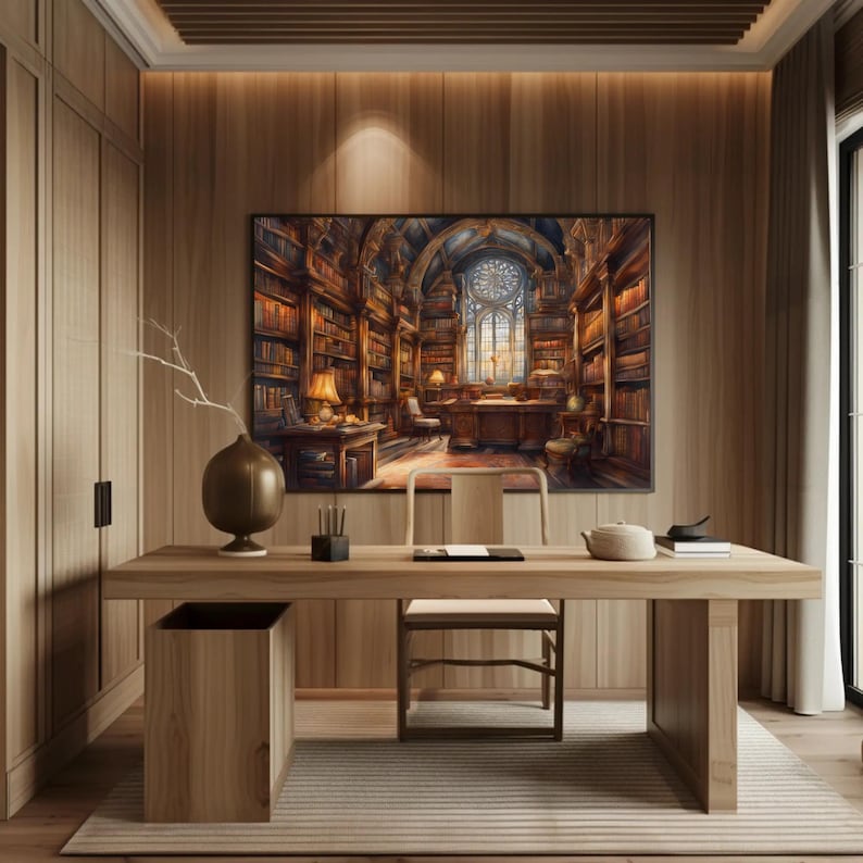 Fantasy Library Watercolor Painting, Watercolor Print, Book Art ...