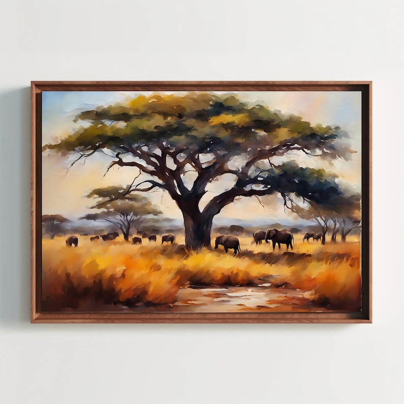 Serengeti National Park Watercolor Painting, African Art, African ...