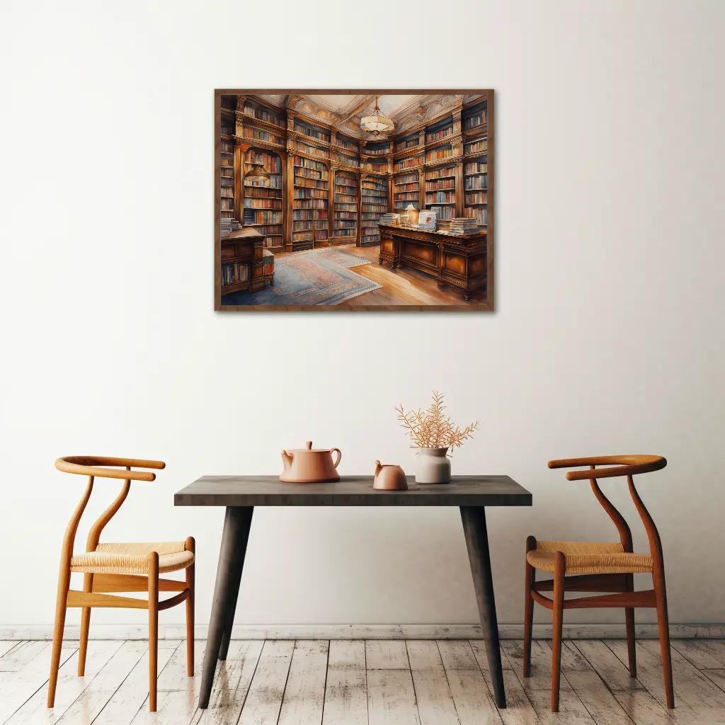 Library Watercolor Painting, Watercolor Print, Book Art, Bookstore Wall ...