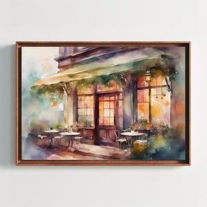 Spring-themed Coffeehouse Watercolor Painting, Watercolor Print, Cafe ...
