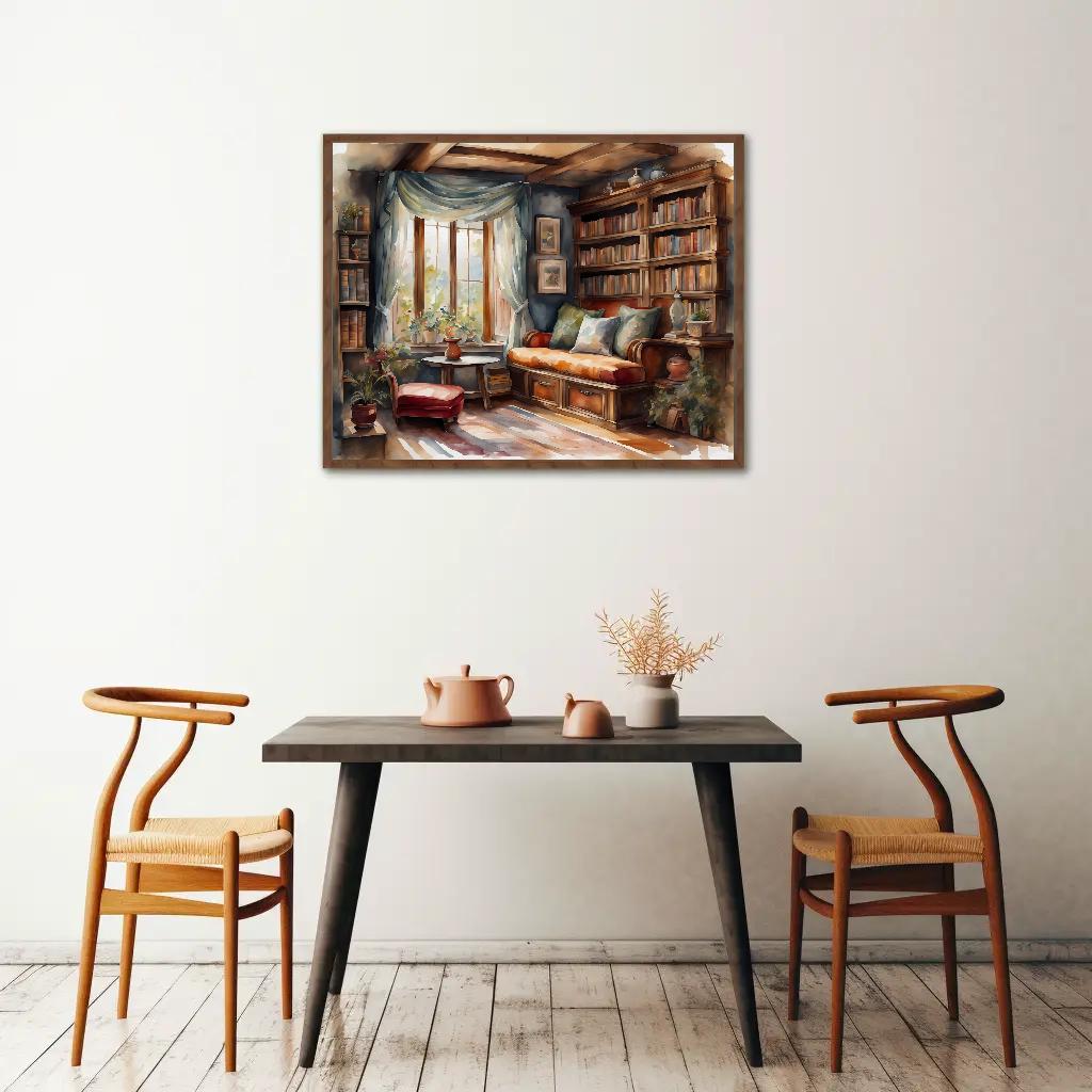 Cozy Reading Nook Watercolor Painting, Watercolor Print, Book Art ...