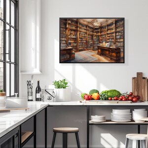 Library Watercolor Painting, Watercolor Print, Book Art, Bookstore Wall ...