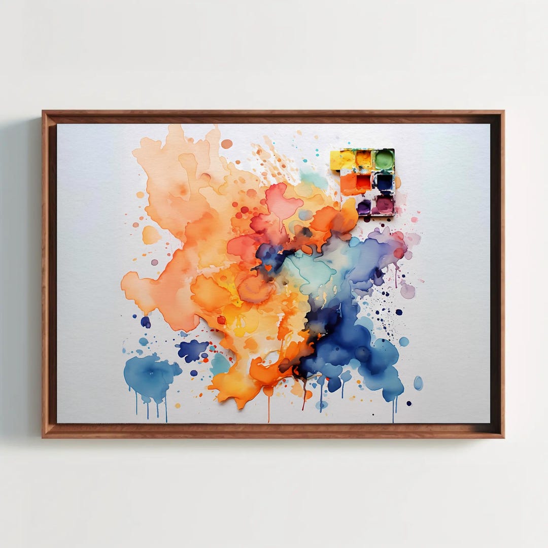 Abstract Splatter Watercolor Painting, Watercolor Print, Color Splash ...