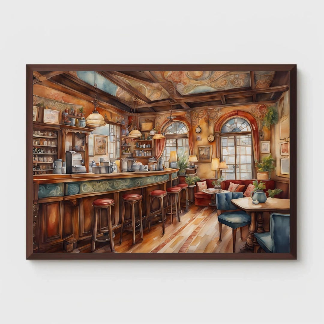 Coffeehouse Watercolor Painting, Watercolor Print, Cafe Watercolor ...