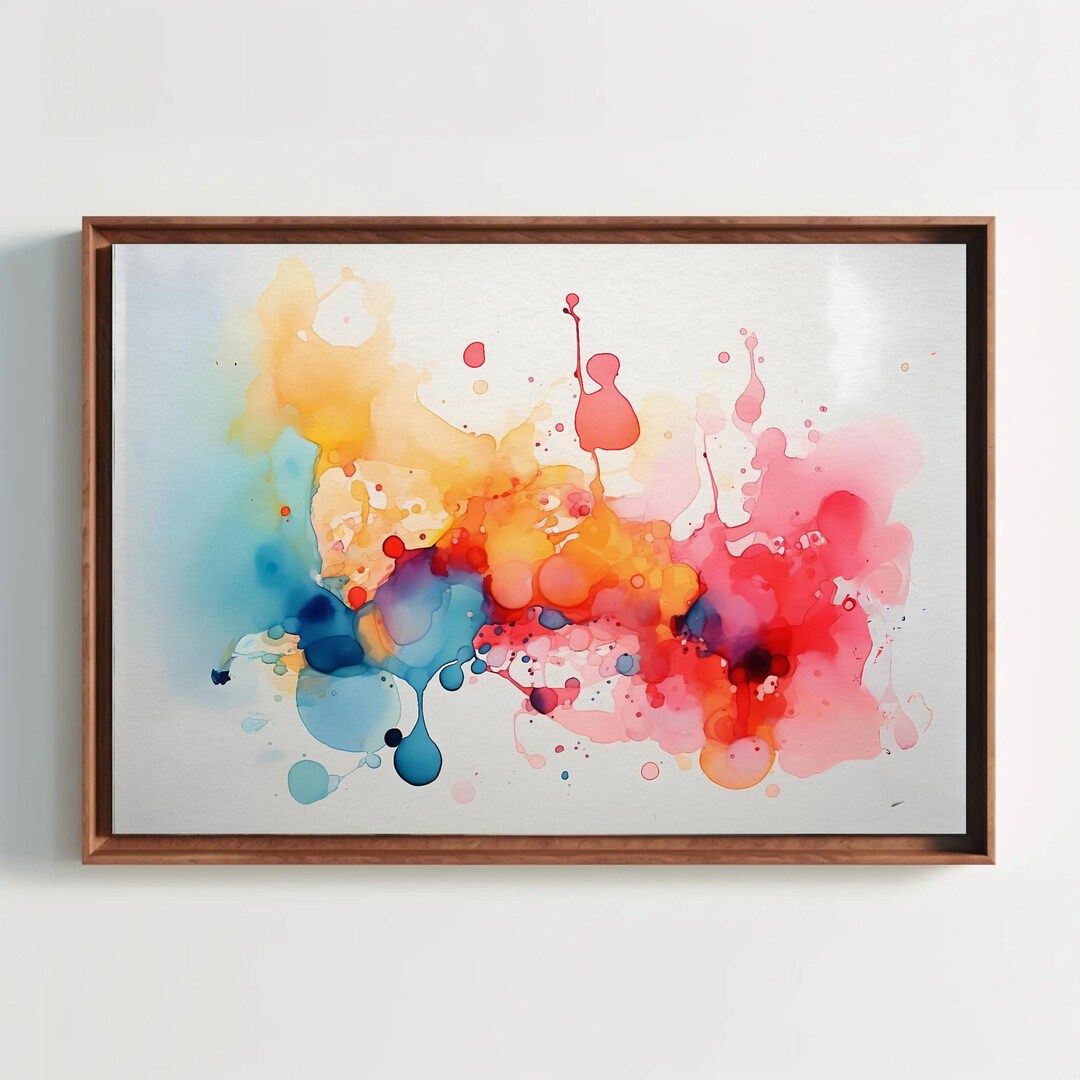 Whimsical Splatter Watercolor Painting, Watercolor Print, Color Splash ...