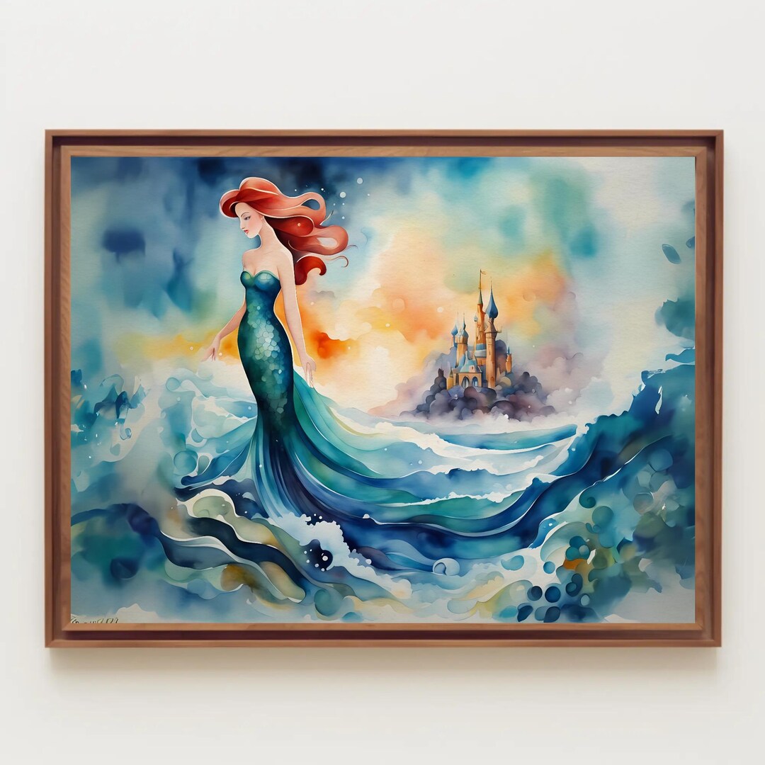 Mermaid Watercolor Painting, Watercolor Print, Princess Art, Fairytale ...