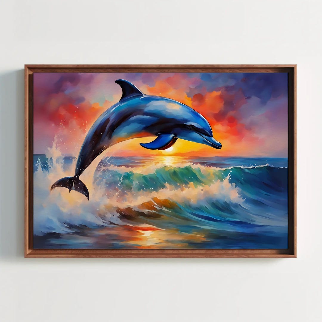 Dolphin Watercolor Painting, Watercolor Print, Dolphin Jumping Out of ...