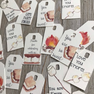 S’more Summer Fall Backyard Bonfire Party Favor Tags Camping Theme for ...
