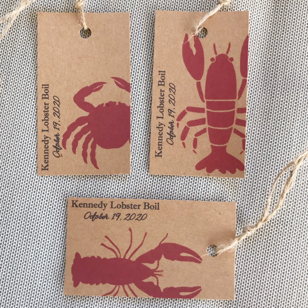 Lobster, Crawfish, Crab Personalized Seafood Boil Bake Tag Napkin Ring ...