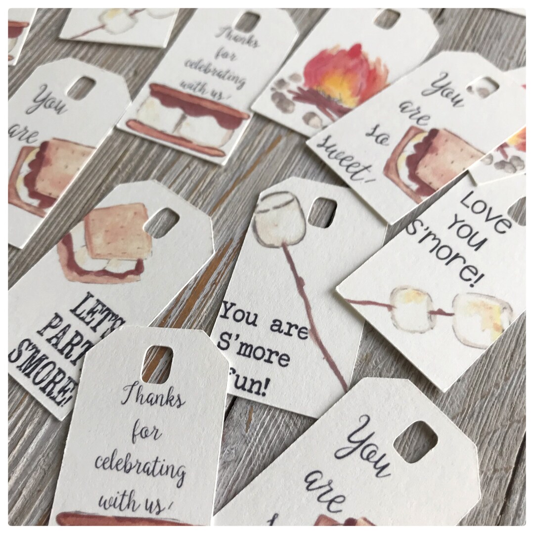 S’more Summer Fall Backyard Bonfire Party Favor Tags Camping Theme for ...