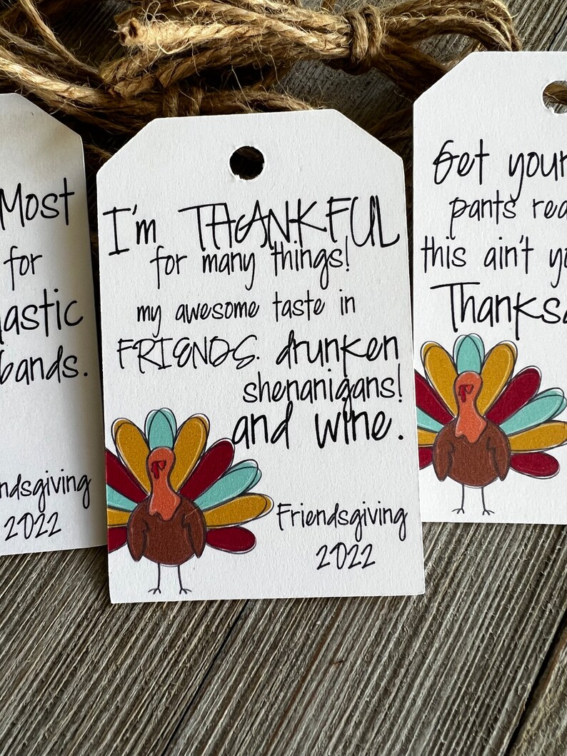 Friendsgiving Thanksgiving Sassy Turkey Napkin Ring Tag Leftover Label ...
