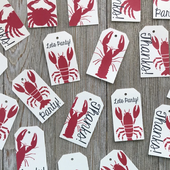 Lobster Seafood Lobster Crawfish Crab Party Favor Tags | Etsy