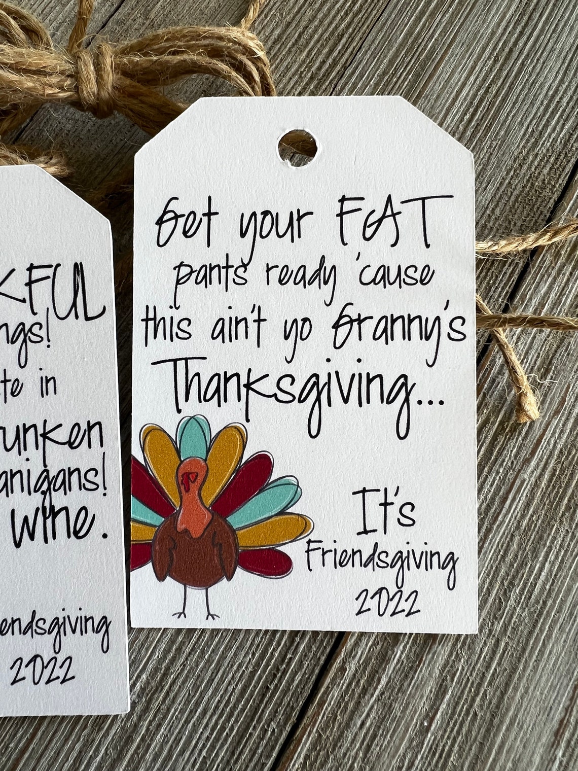 Friendsgiving Thanksgiving Sassy Turkey Napkin Ring Tag Leftover Label ...