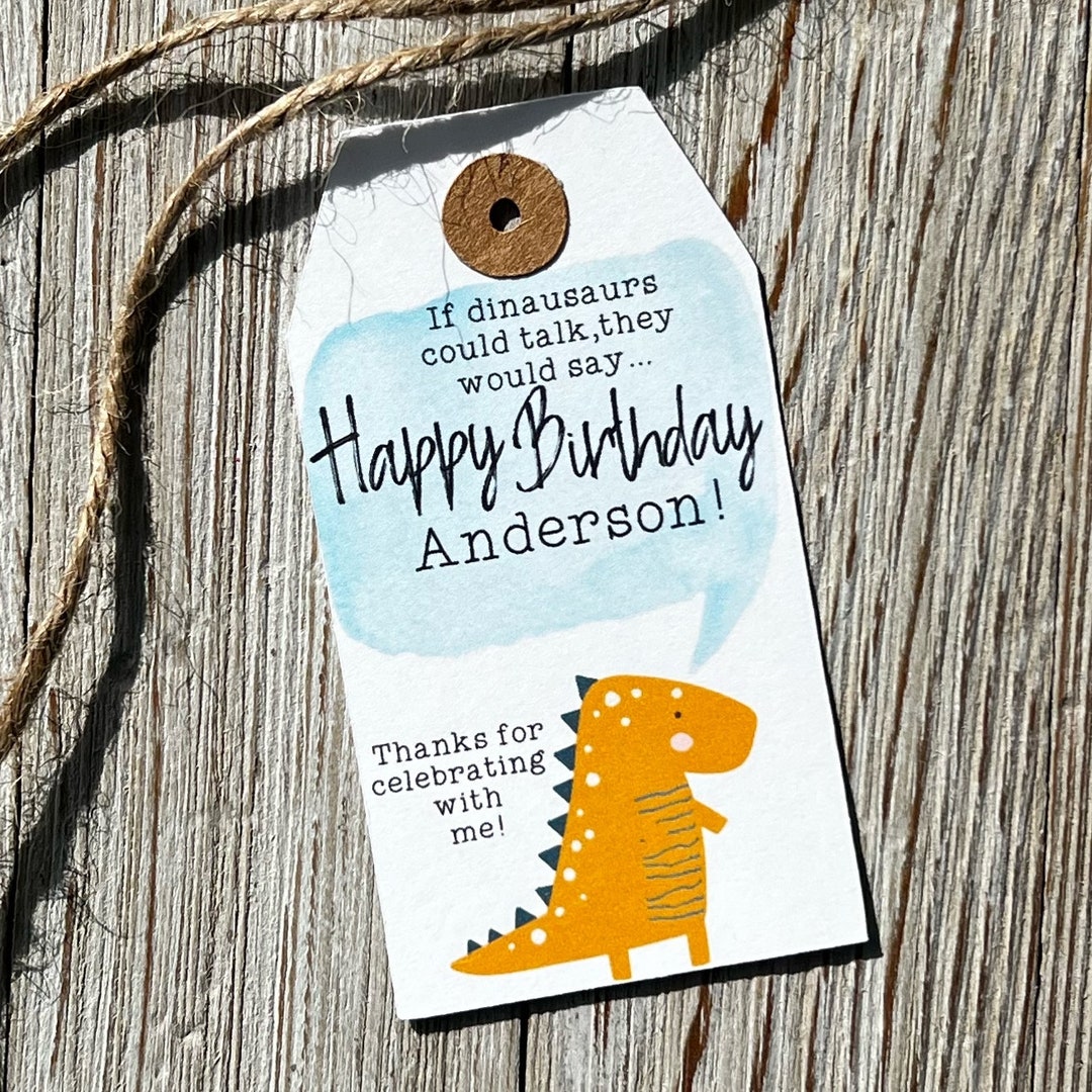 Dinosaur Kids Birthday Party Favor Tag Decor Personalized - Etsy