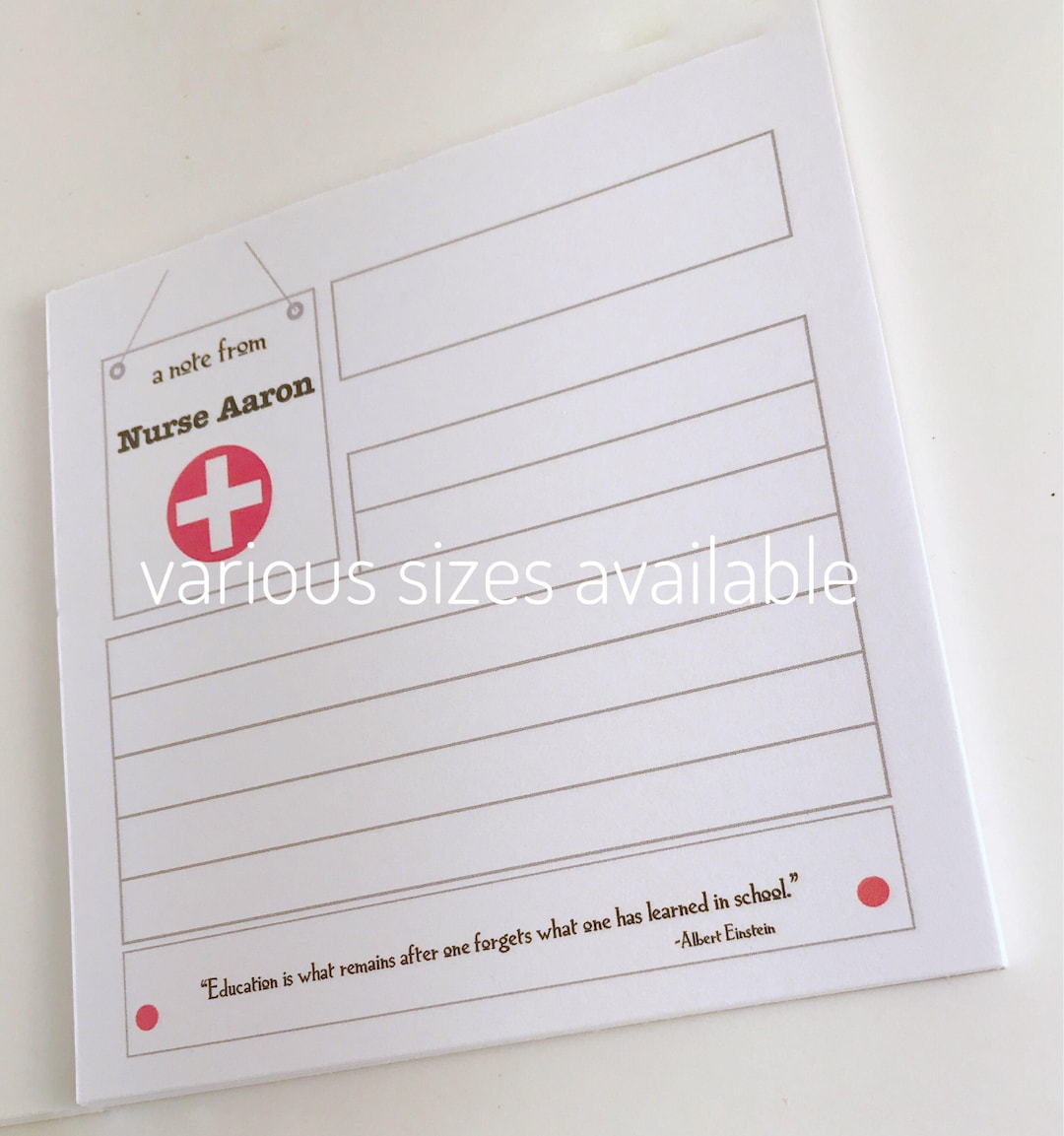 Personalized Nurse Notepad, Health Professional Gift - Etsy