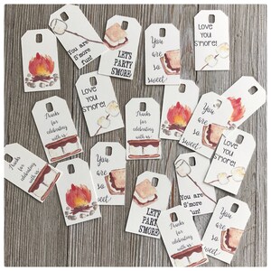 S’more Summer Fall Backyard Bonfire Party Favor Tags Camping Theme for ...