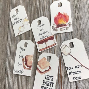 S’more Summer Fall Backyard Bonfire Party Favor Tags Camping Theme for ...