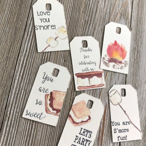 S’more Summer Fall Backyard Bonfire Party Favor Tags Camping Theme for ...