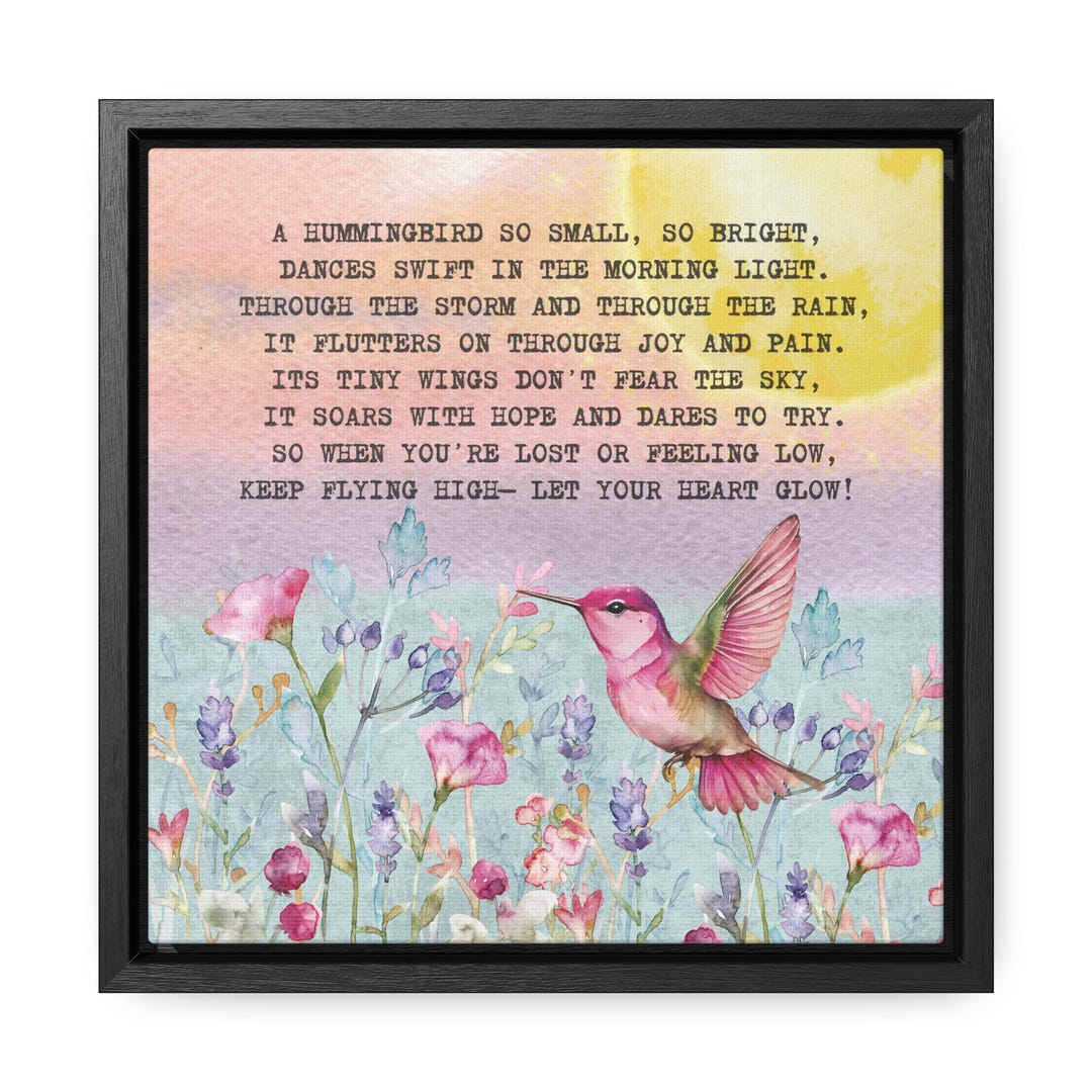 Hummingbird Nature Poem, Canvas Art, Spring Decor, Wildflowers, Poem ...