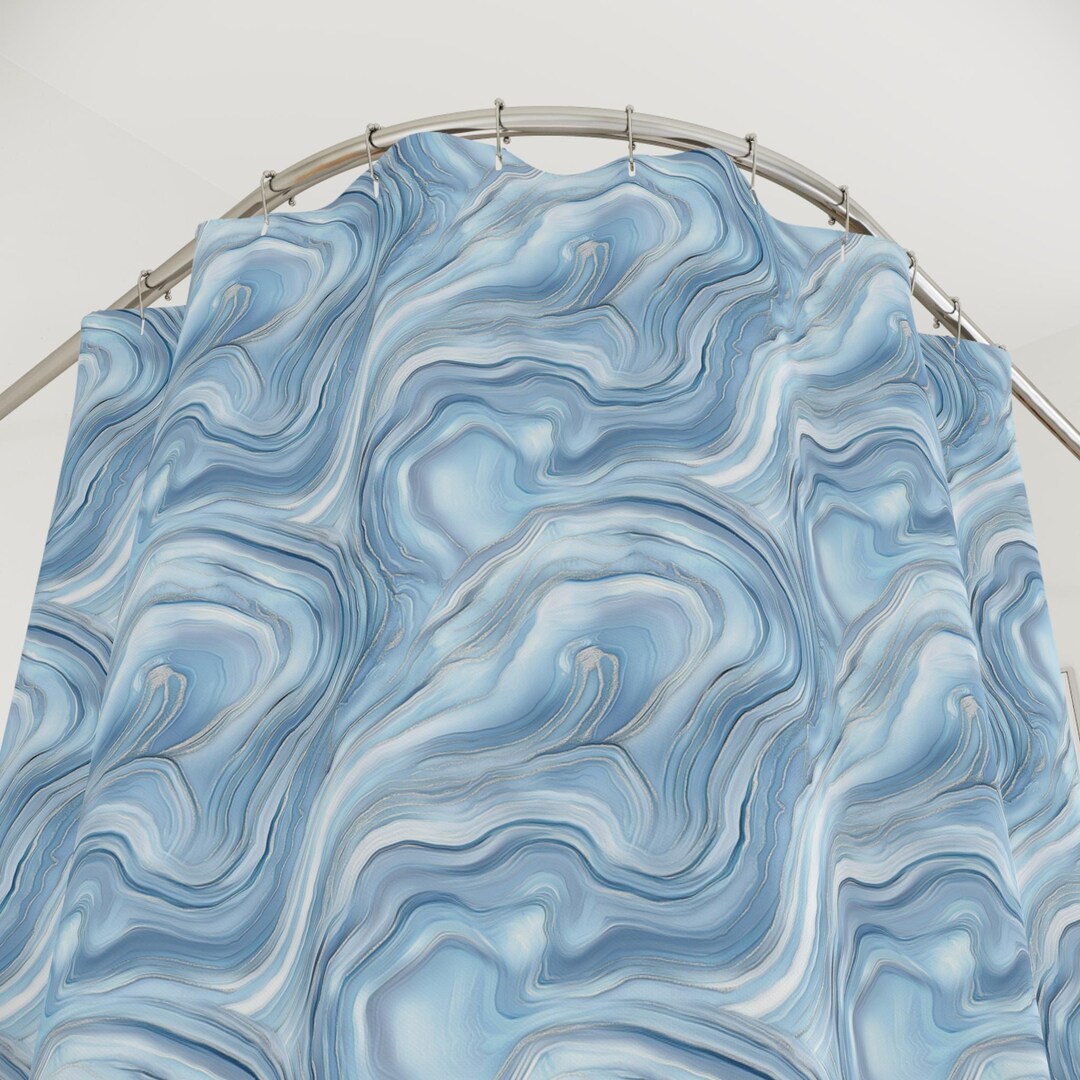Blue Geode Pattern Shower Curtain, Modern Bathroom Decor, Home Spa ...